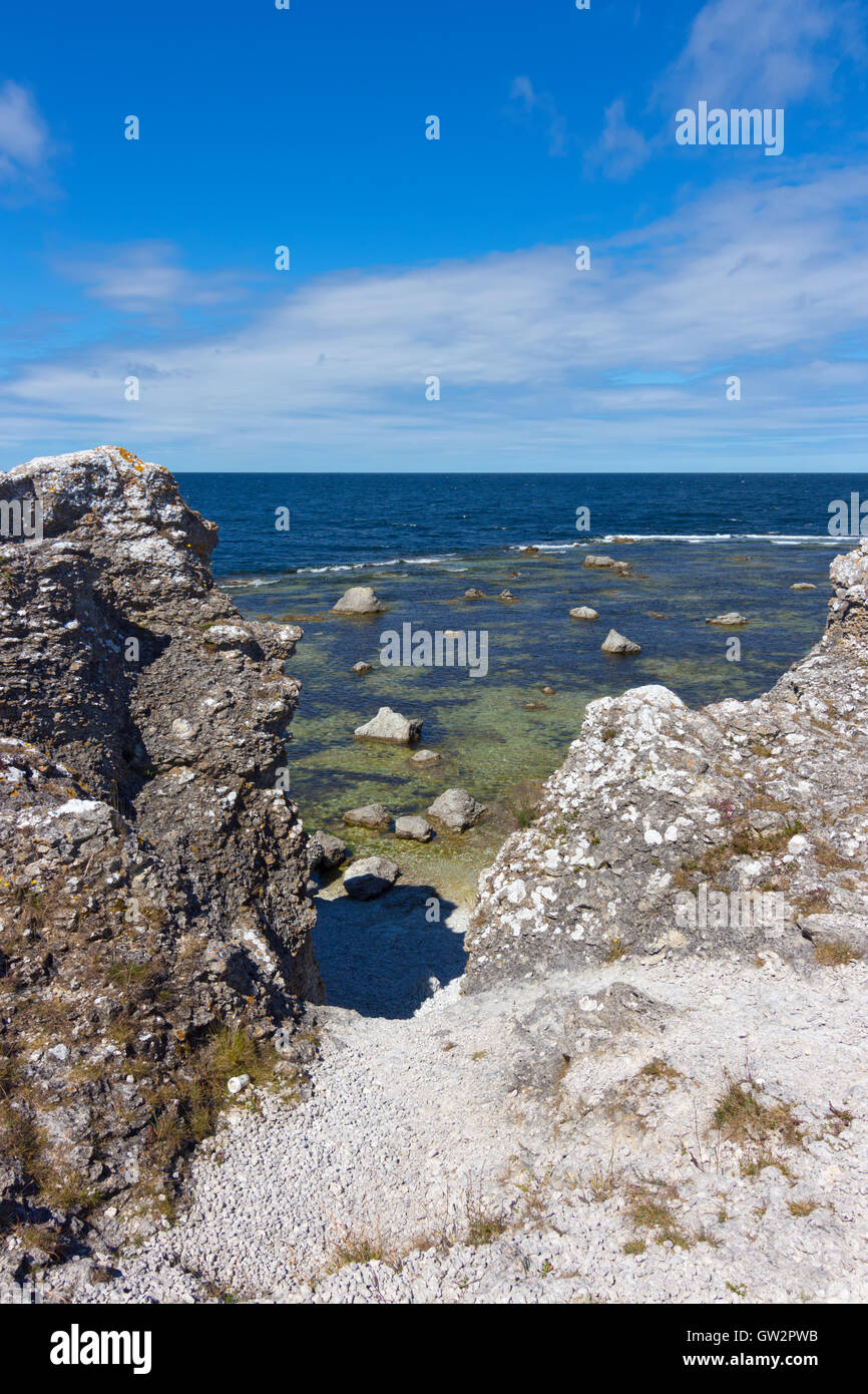 Cliffs on the coastline of Gotland, Sweden Stock Photo - Alamy