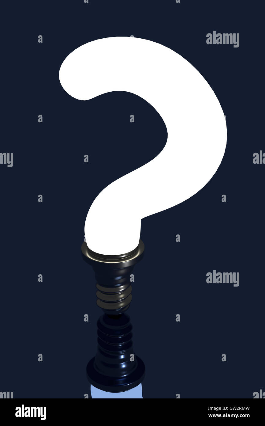 Question mark light bulb on a blue background, 3d rendering Stock Photo ...