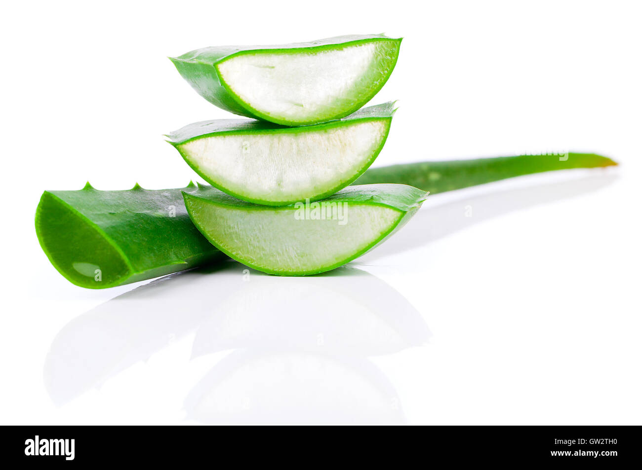 aloe vera fresh leaf. isolated over white Stock Photo - Alamy