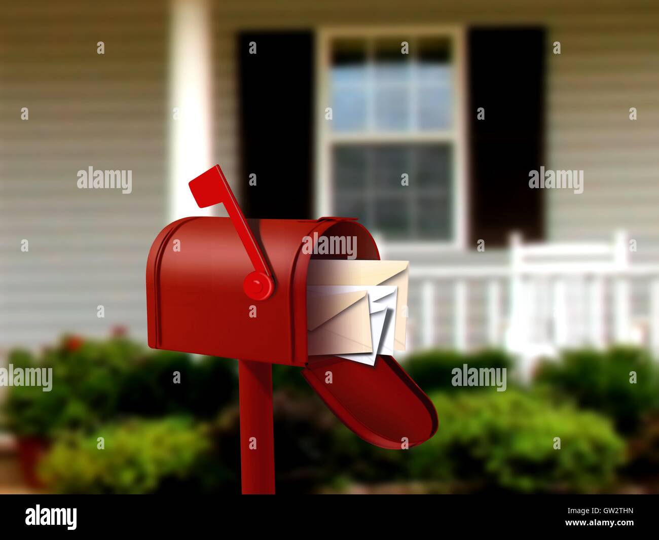 Mail Box In front of a House Stock Photo - Alamy