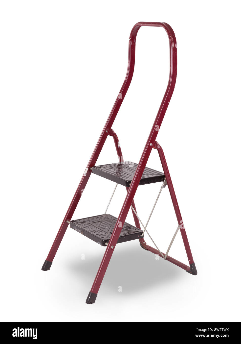 Old red step ladder Stock Photo - Alamy