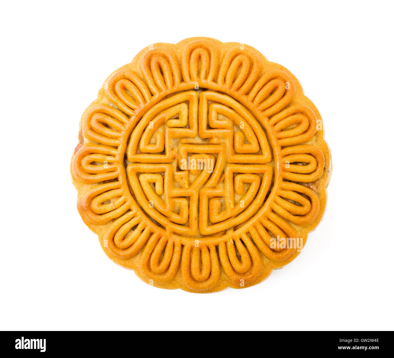 Single mooncake isolated on white Stock Photo - Alamy