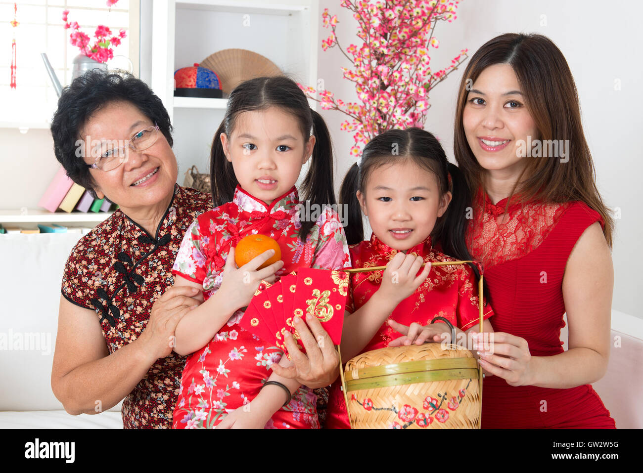 Beautiful multi generations Asian family Stock Photo - Alamy