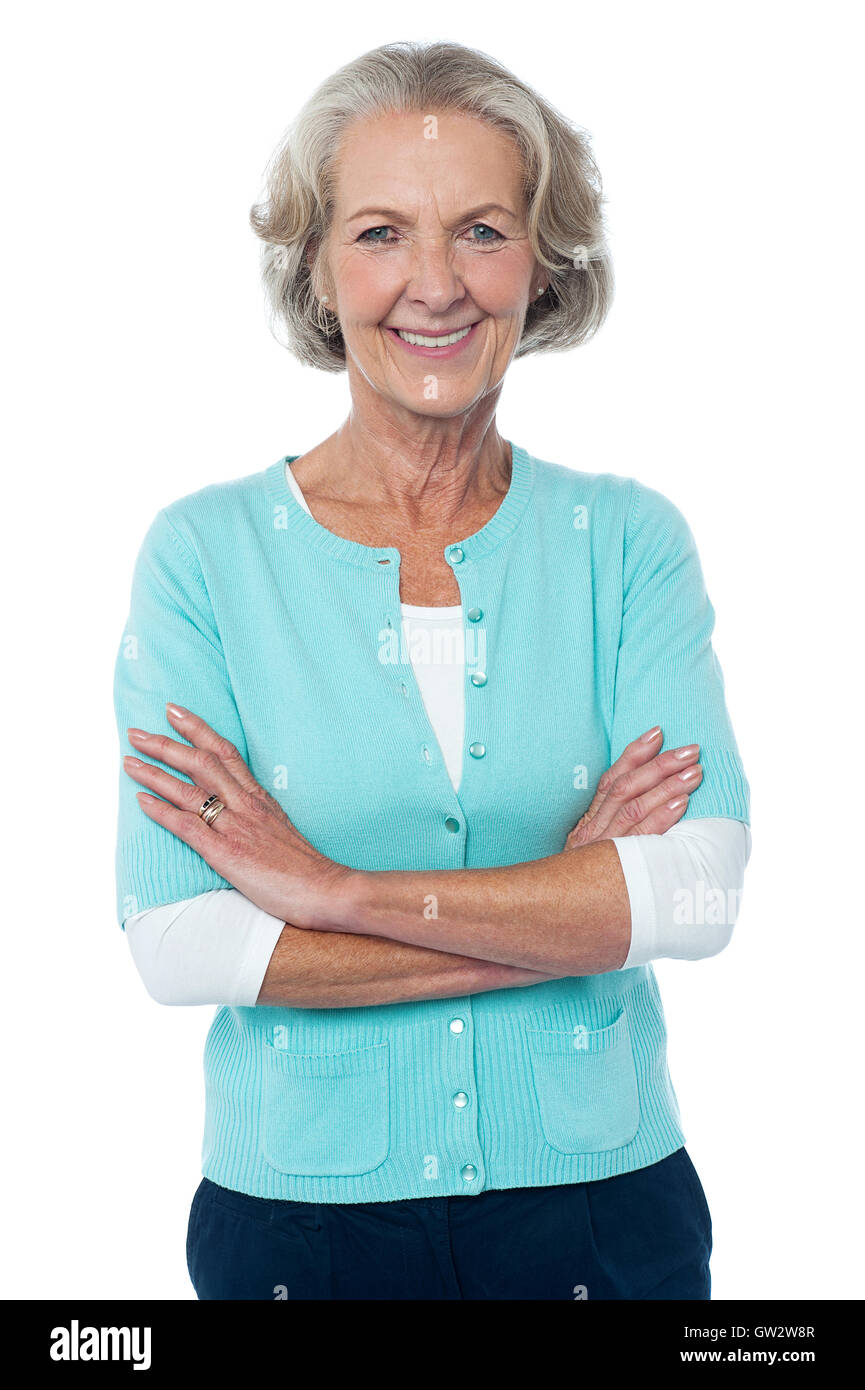 Old lady in casual wear posing confidently Stock Photo - Alamy