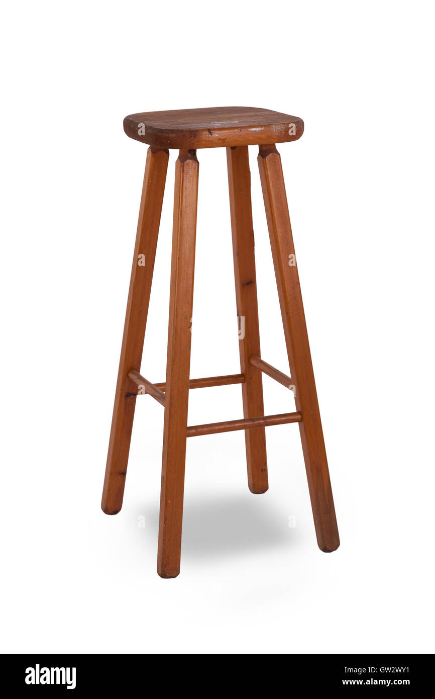 Old stool isolated Stock Photo - Alamy