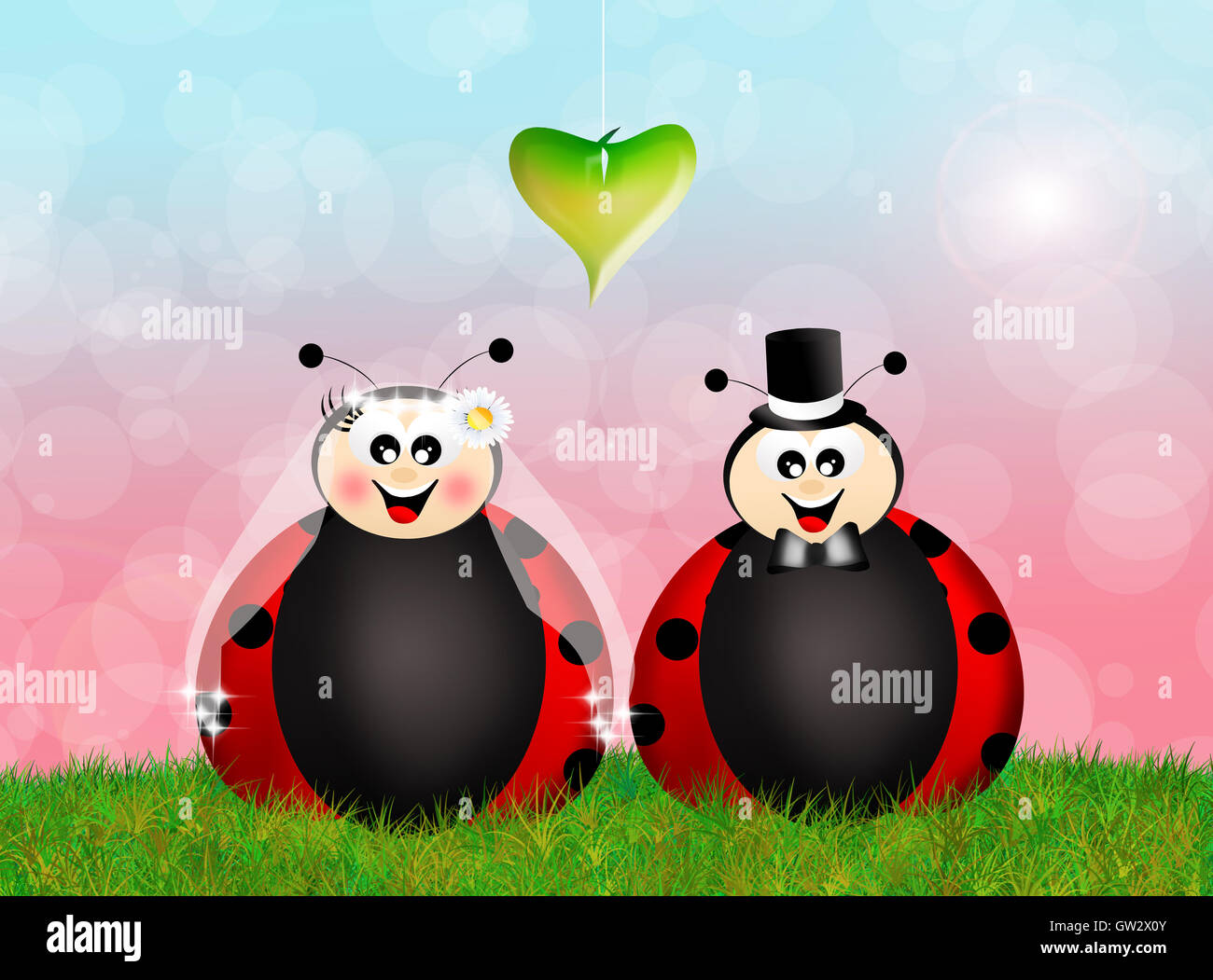Ladybugs in love Stock Photo - Alamy
