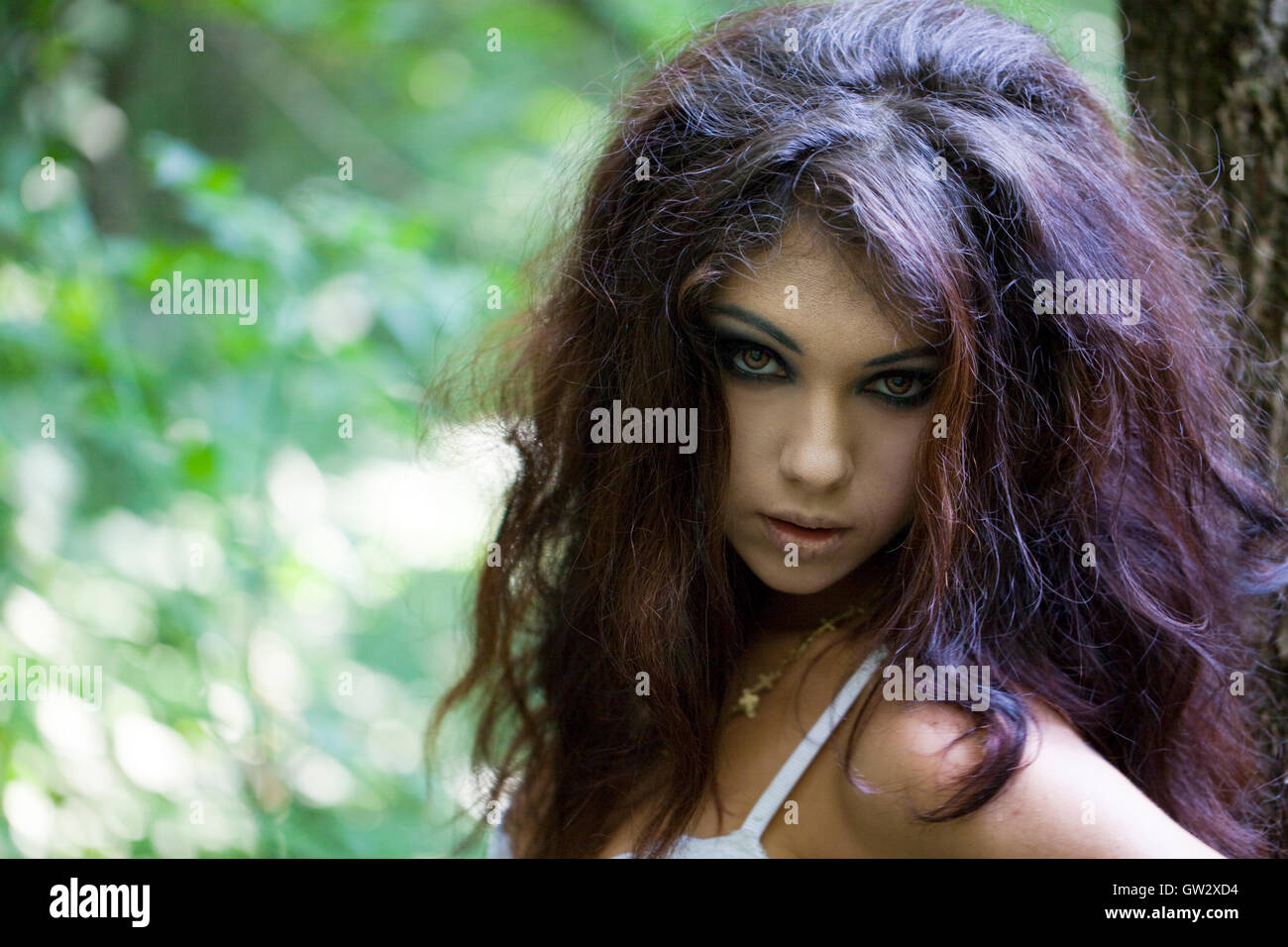 Mysterious portrait of a forest nymph Stock Photo - Alamy