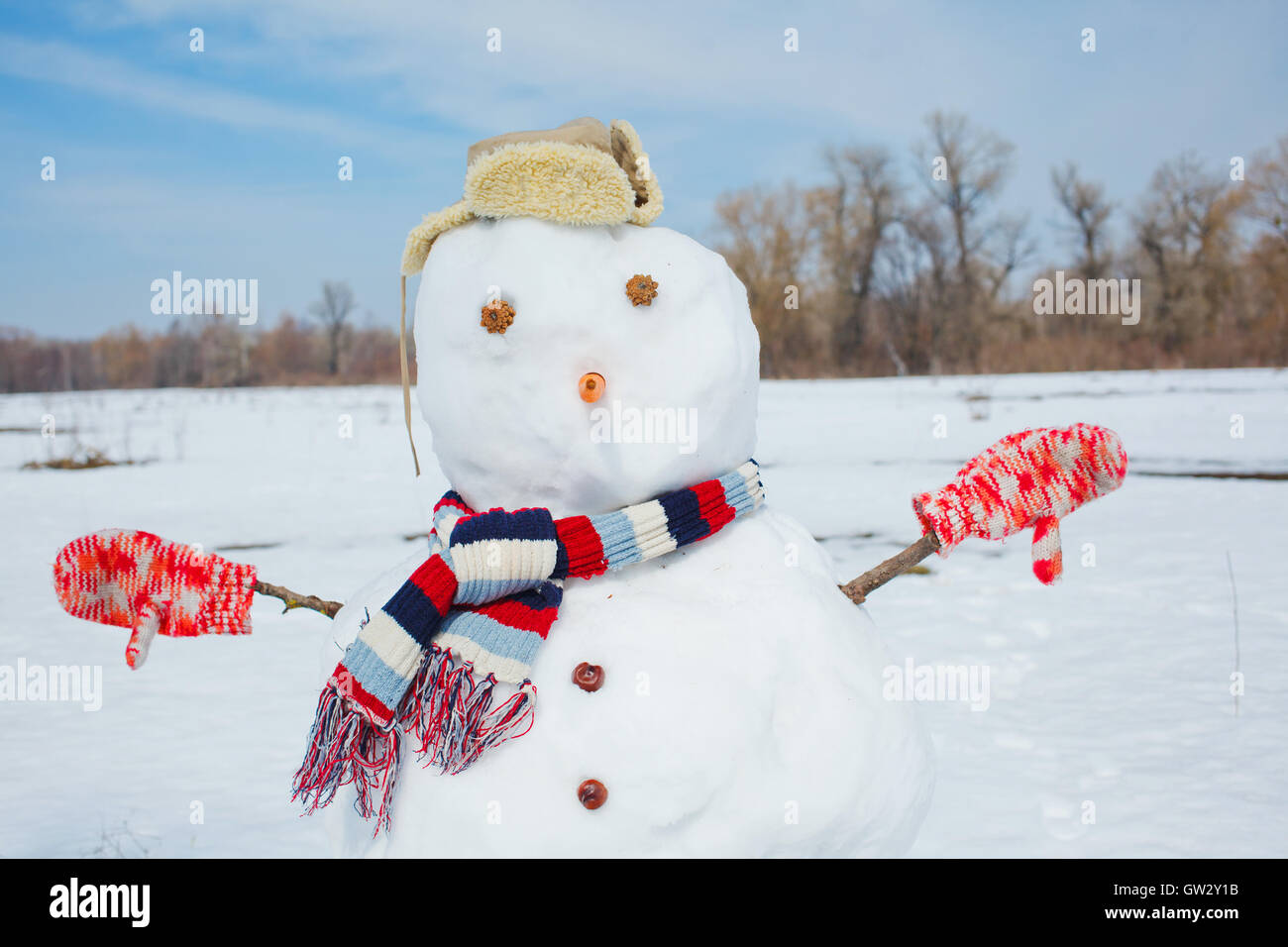 Real big snowman blue sky Stock Photo - Alamy