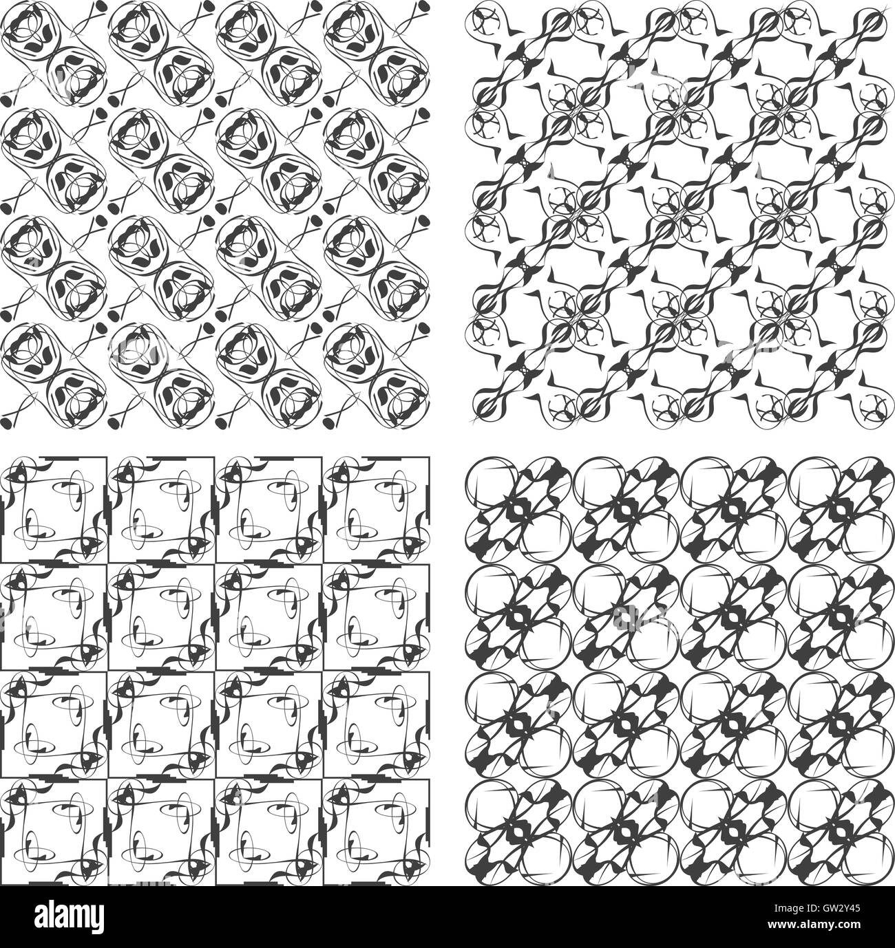 Set of black and white geometric seamless patterns. Vector background ...