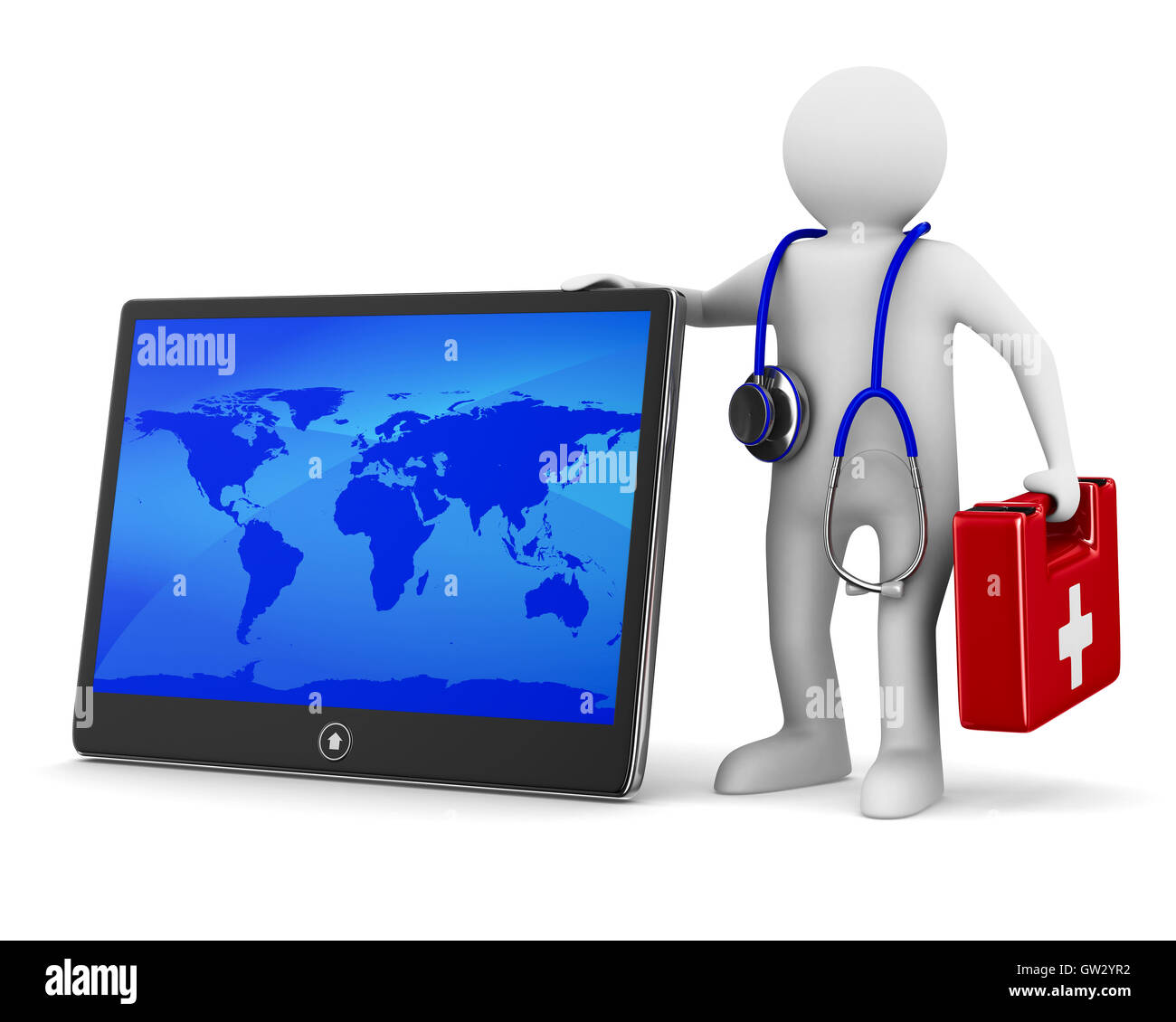 tablet service on white background. Isolated 3D image Stock Photo - Alamy