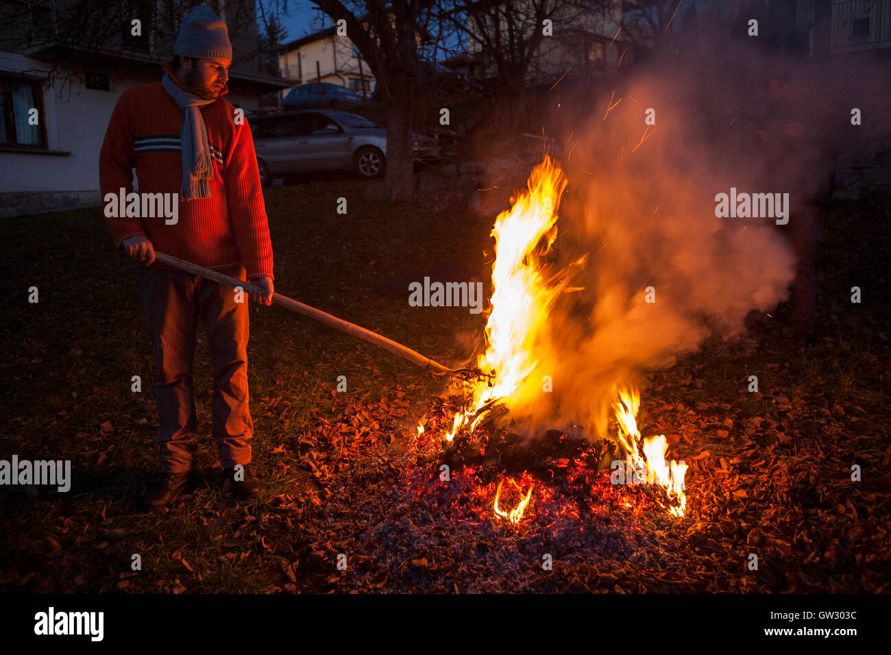 Man burning vegetation hi-res stock photography and images - Alamy