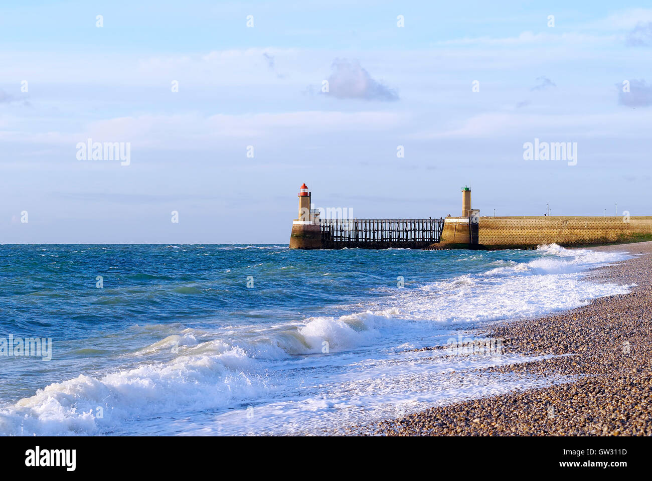 lighthouse and beach Stock Photo - Alamy