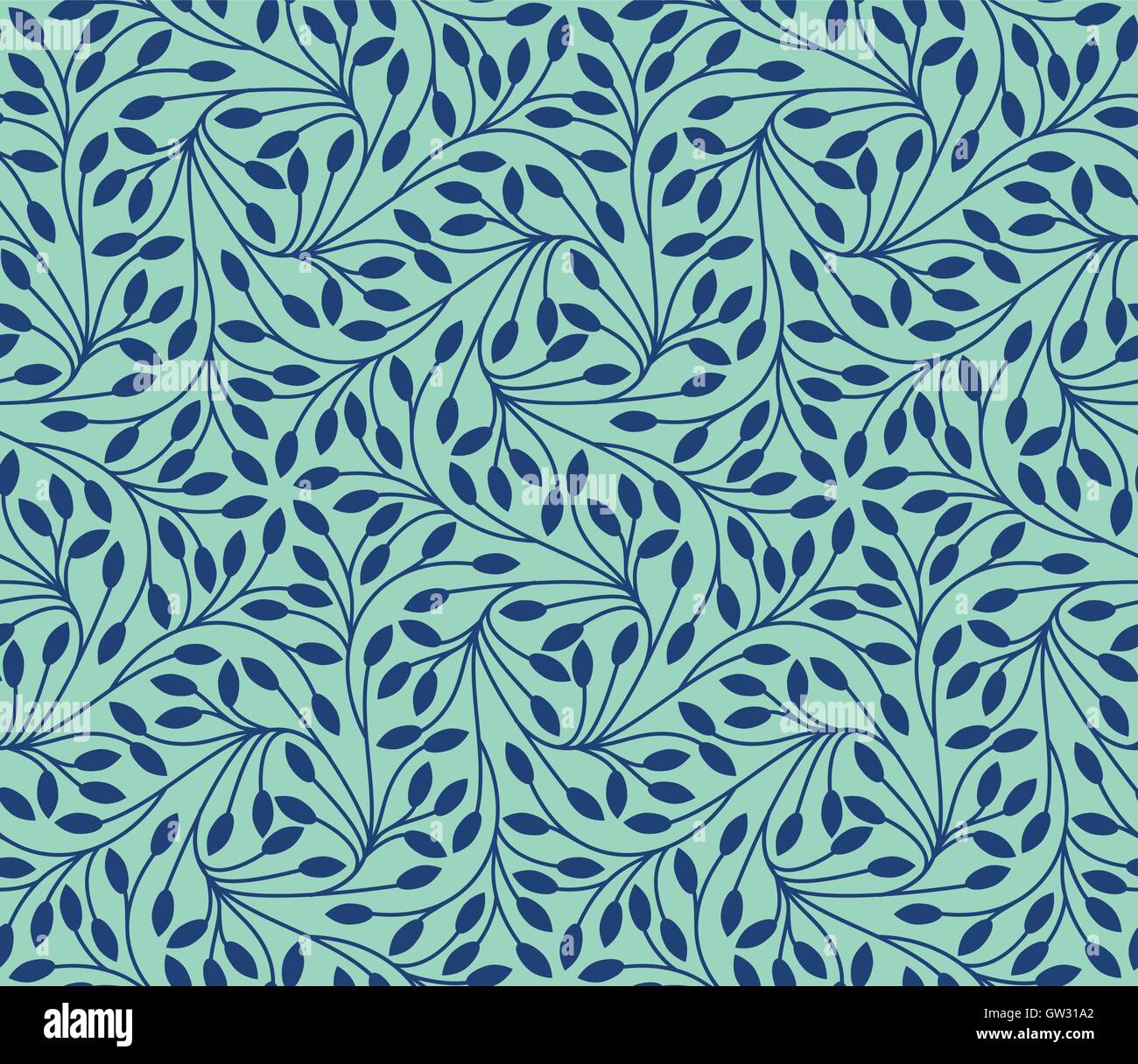 Seamless leaves pattern on teal background Stock Vector Image & Art - Alamy