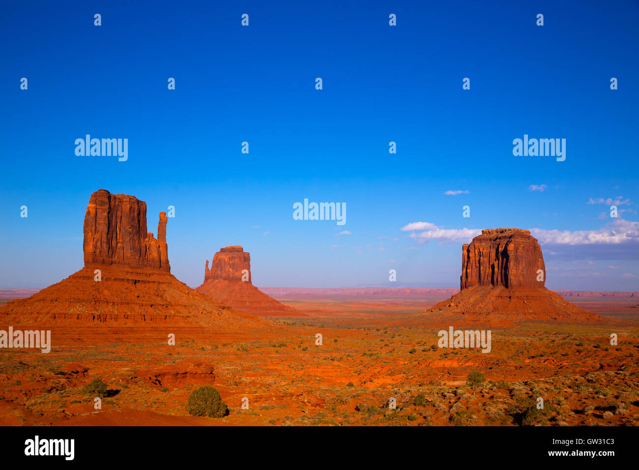Monument Valley West and East Mittens and Merrick Butte Stock Photo - Alamy