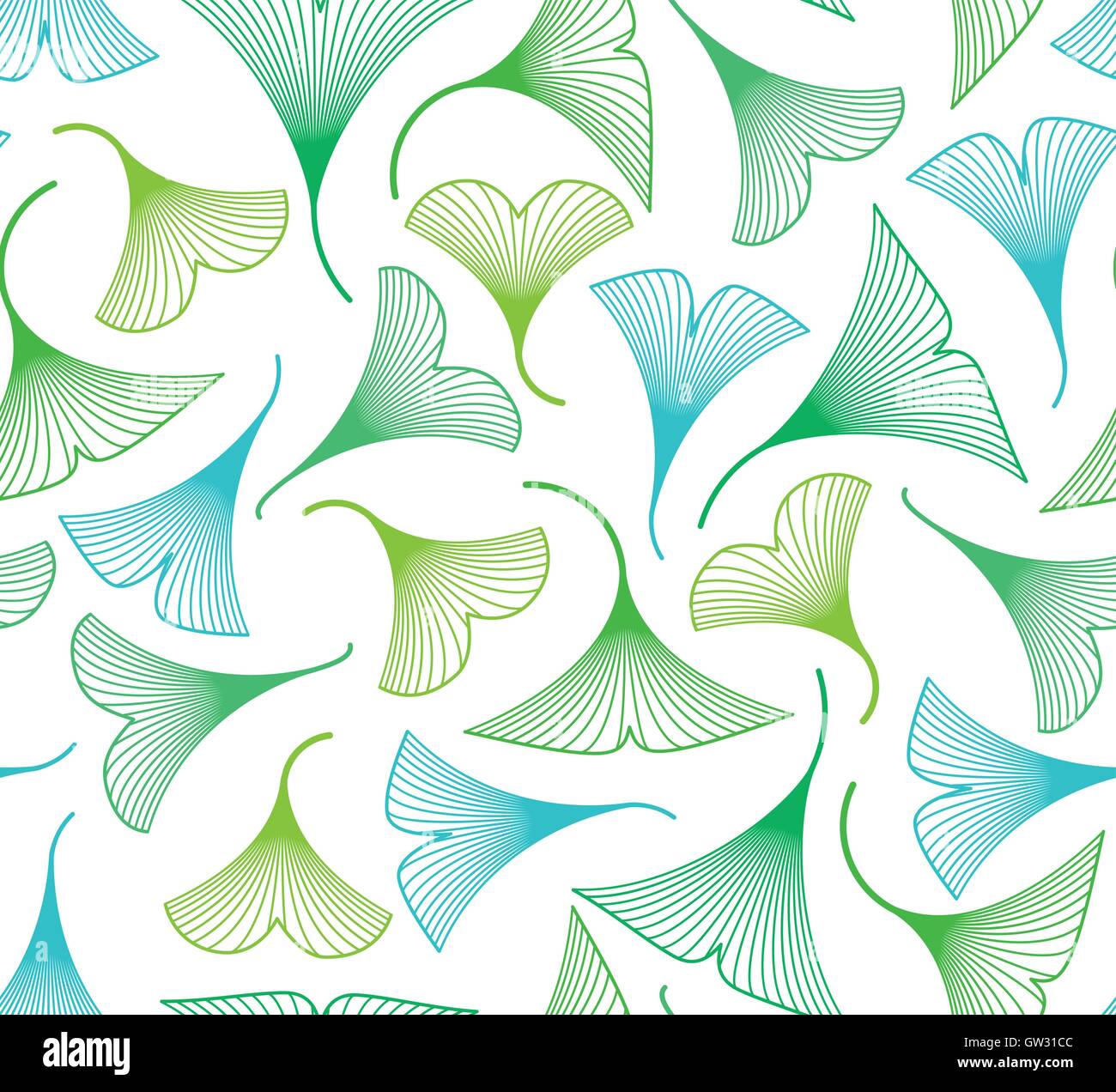 Ginkgo biloba leaves seamless pattern on white background Stock Vector ...