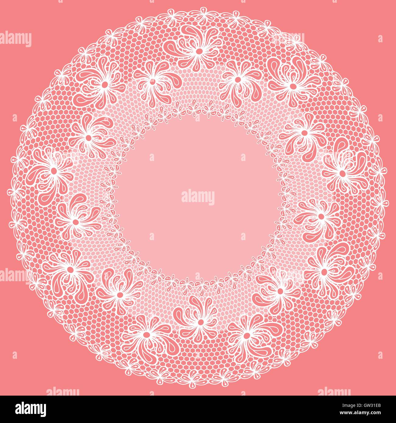 Decorative flower lacy frame on pink background Stock Vector Image ...