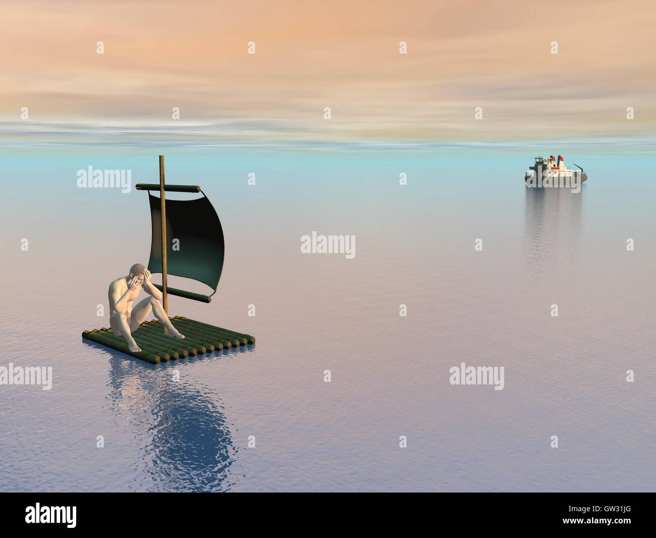 No help - 3D render Stock Photo - Alamy