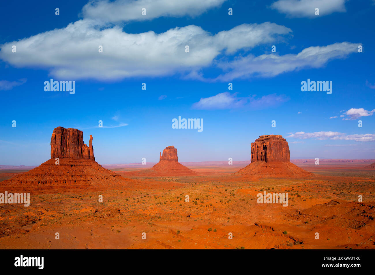 Monument Valley West and East Mittens and Merrick Butte Stock Photo - Alamy