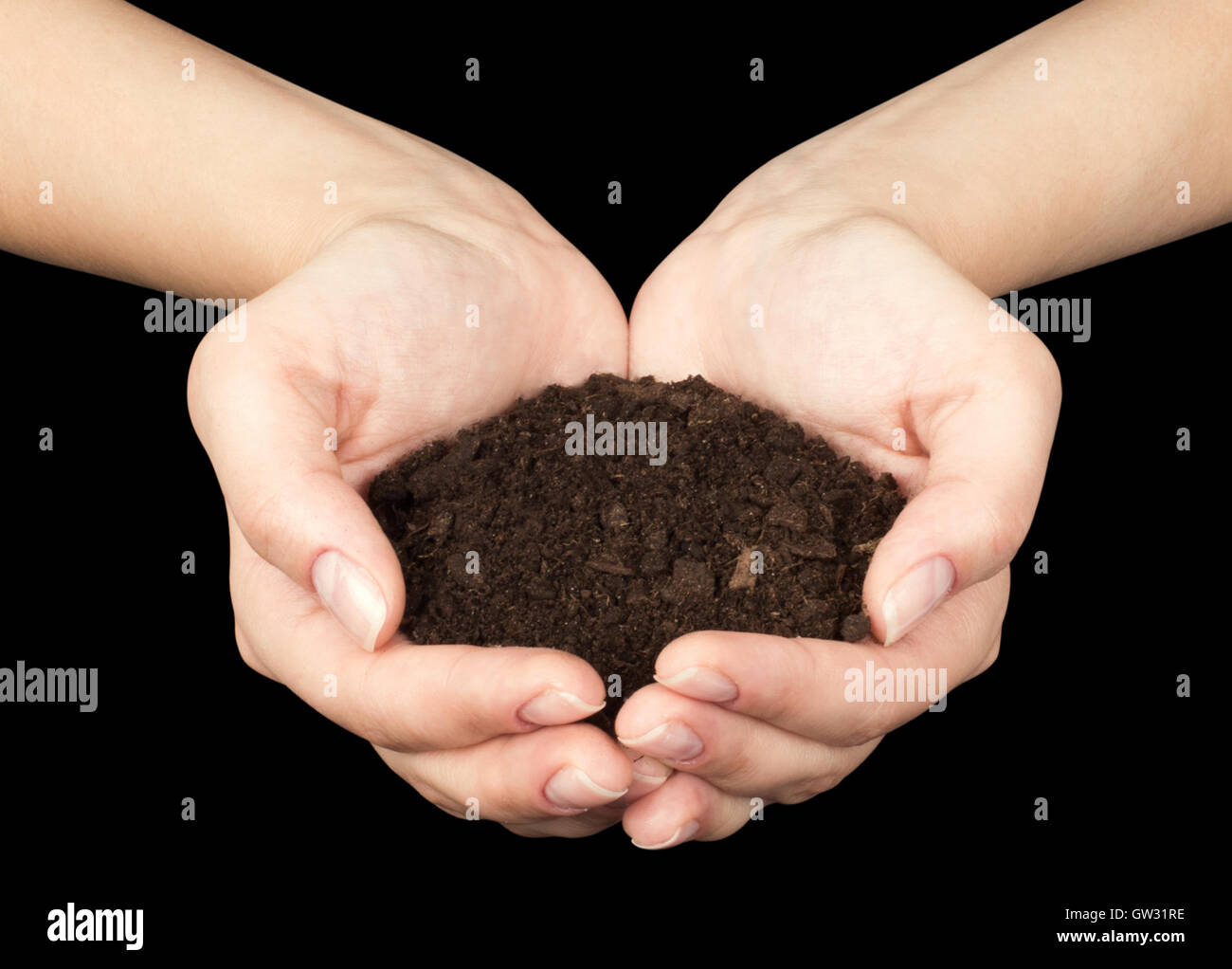 Brown Land and humman hand (on hand Stock Photo - Alamy