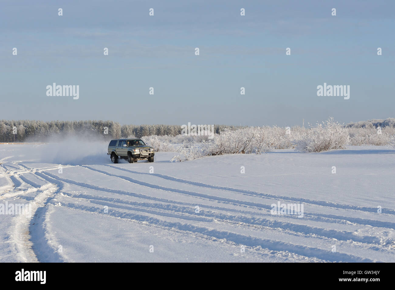 Great Wall Deer pickup driving on snowy river beach Stock Photo - Alamy