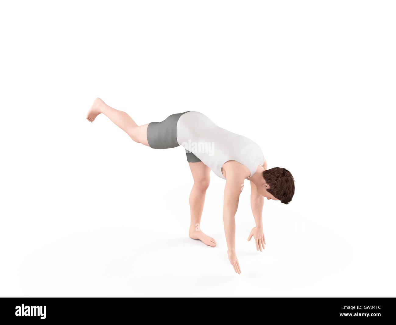 Person exercising with leg raised, illustration Stock Photo - Alamy