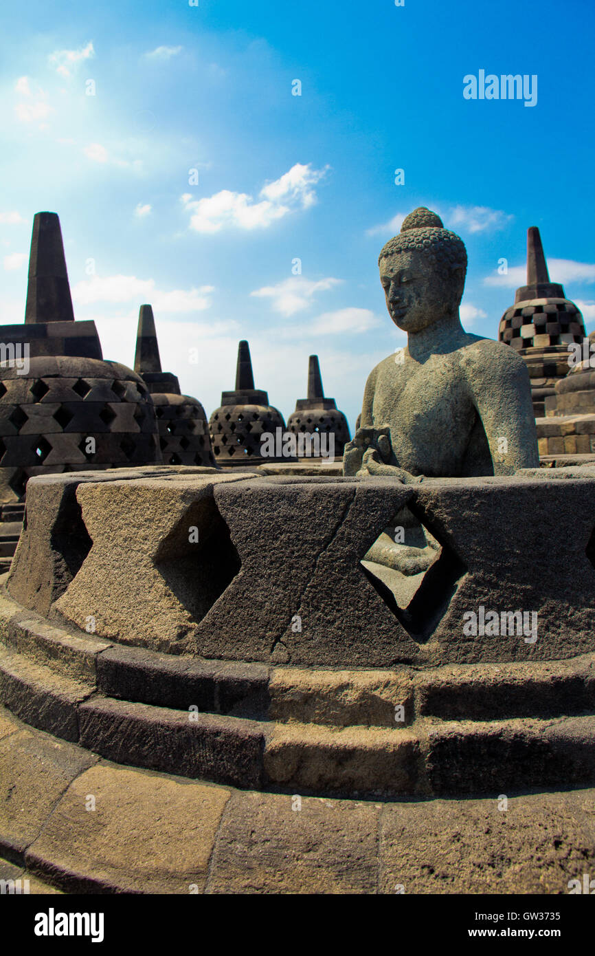 Buddha in Borobudur temple in Java Indonesia Stock Photo - Alamy
