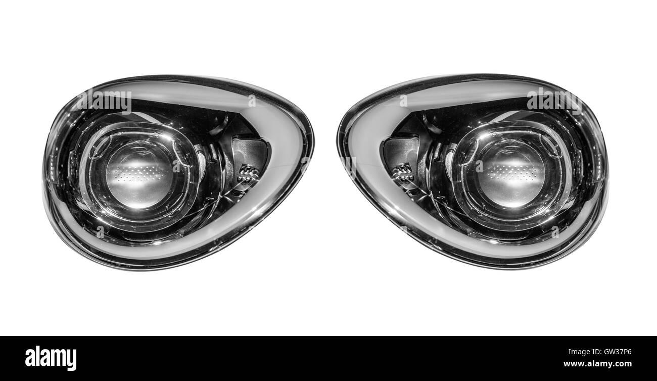Car lights isolated on white background. Right and left Stock Photo - Alamy