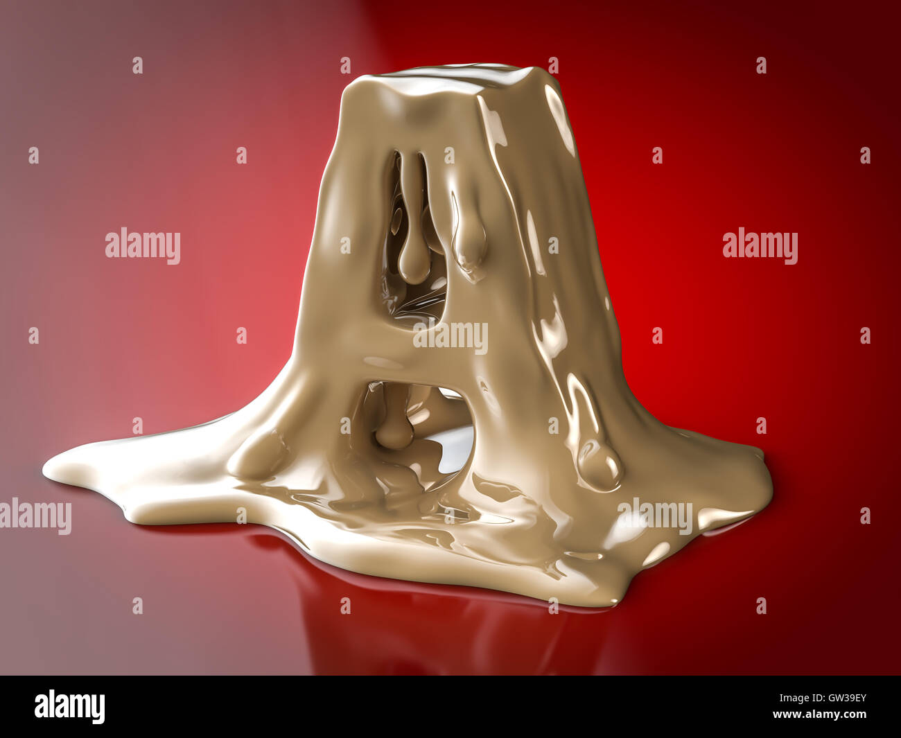 Liquid letter A on a red background Stock Photo - Alamy
