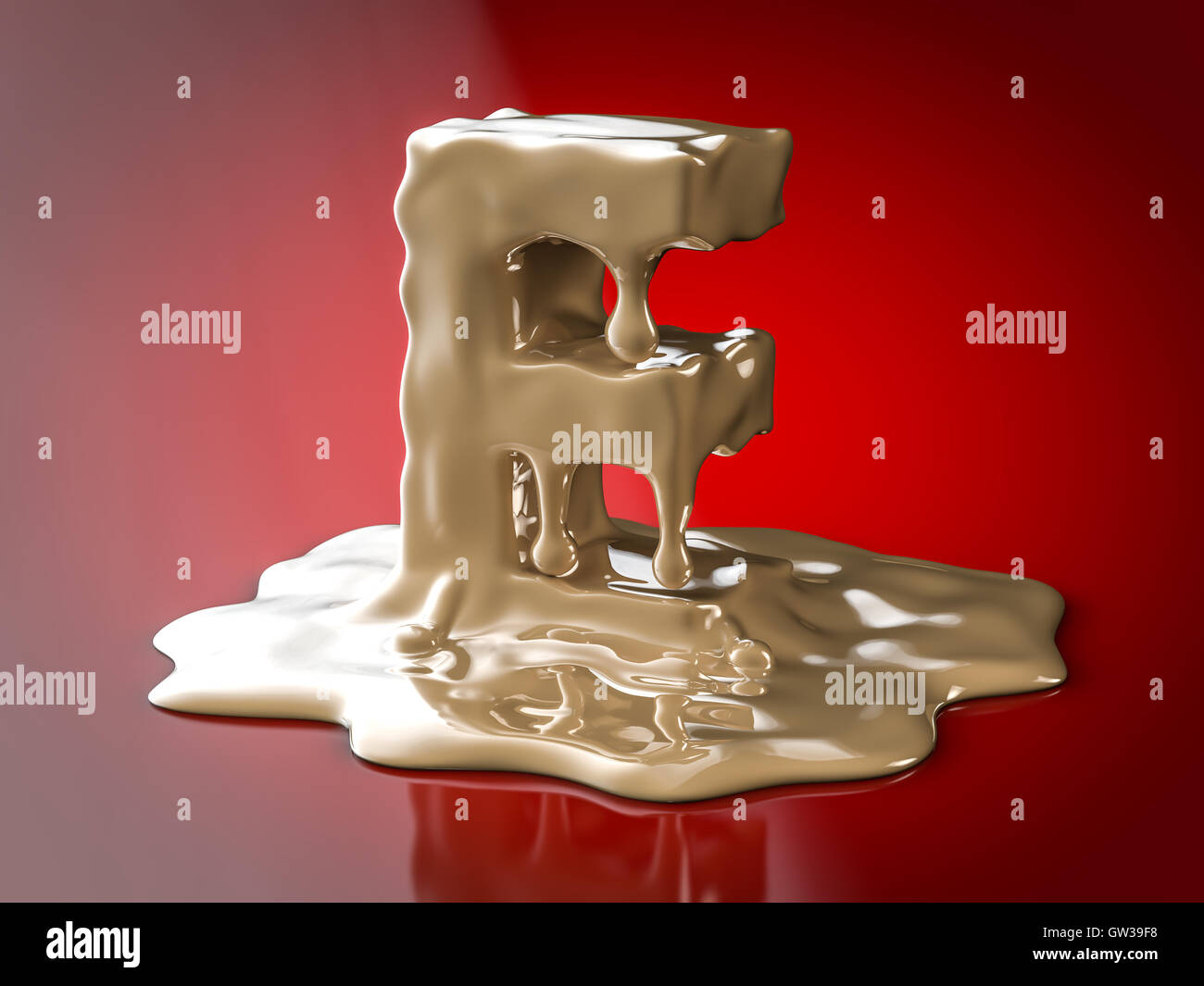 Liquid letter E on a red background Stock Photo - Alamy
