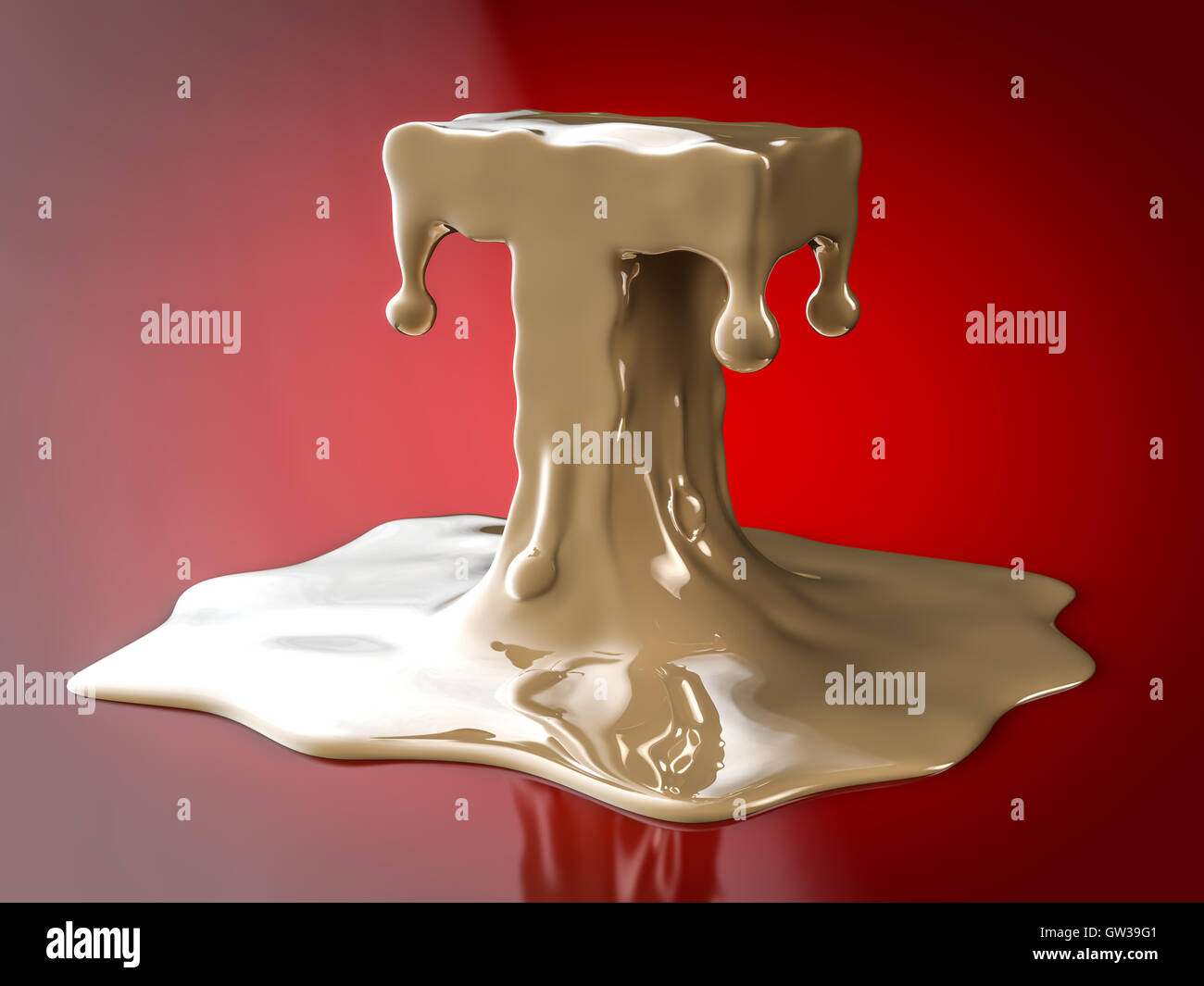 Liquid letter T on a red background Stock Photo - Alamy