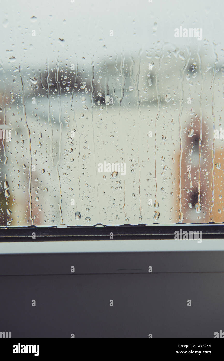 Drops of rain on the window. Rainy weather Stock Photo - Alamy
