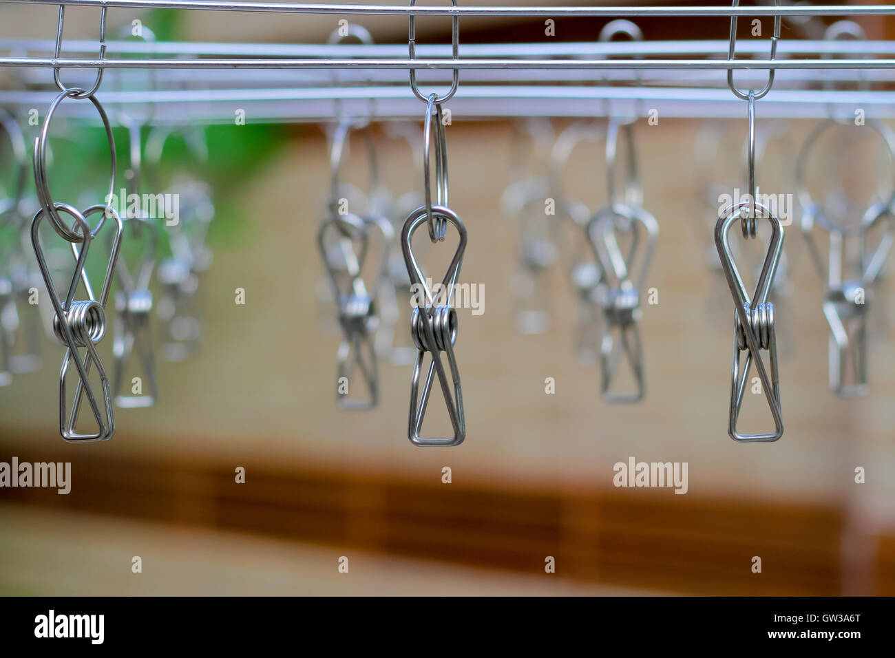stainless steel hanging clothespins selective focus:art of clothespin ...