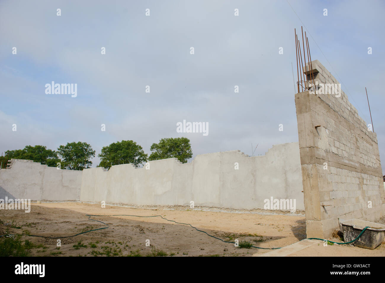 The construction site. Construction of the new warehouse Stock Photo ...
