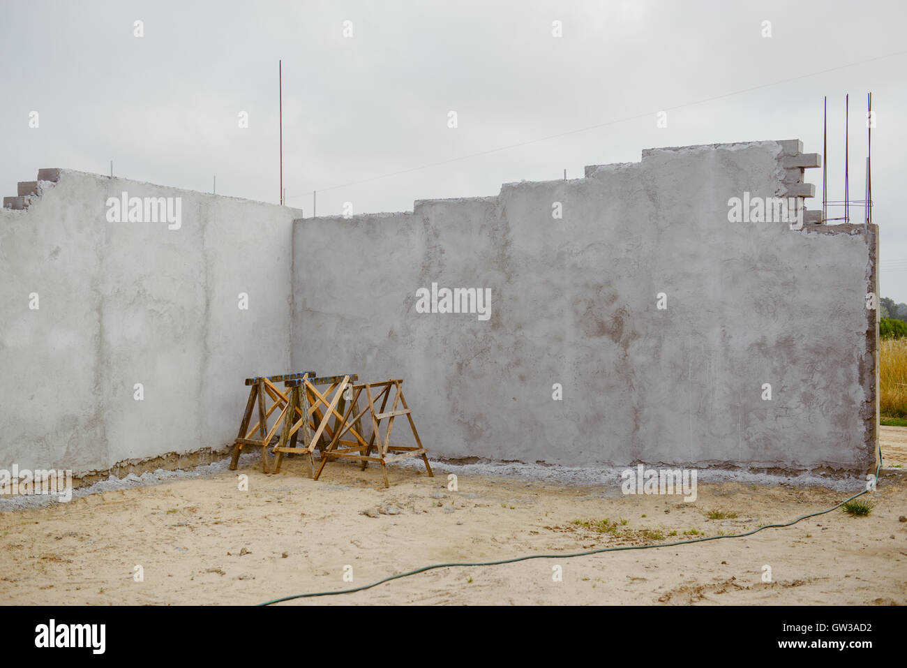 The construction site. Construction of the new warehouse Stock Photo ...