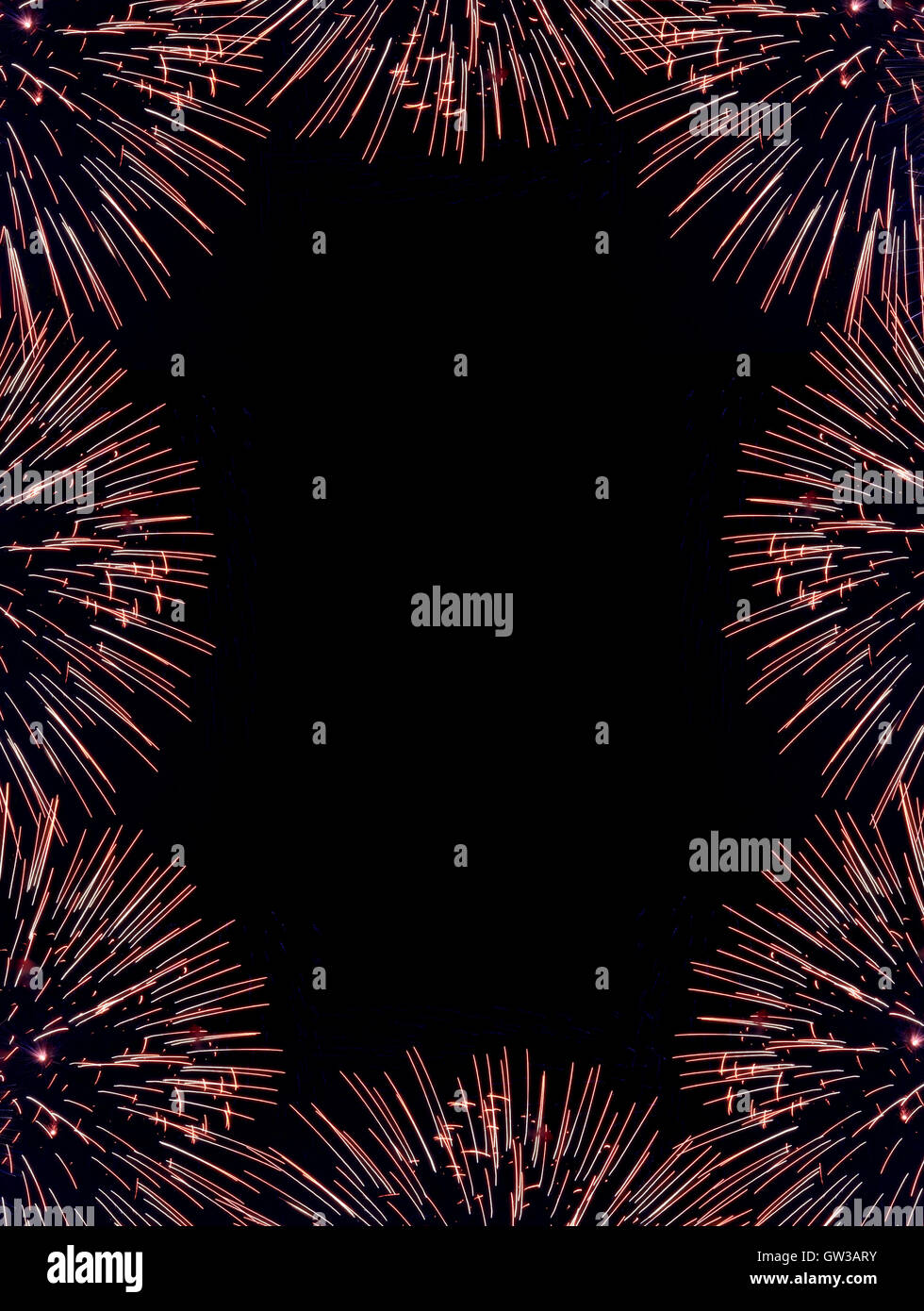 Colorful frame (or border) composed of firework flashes isolated on ...