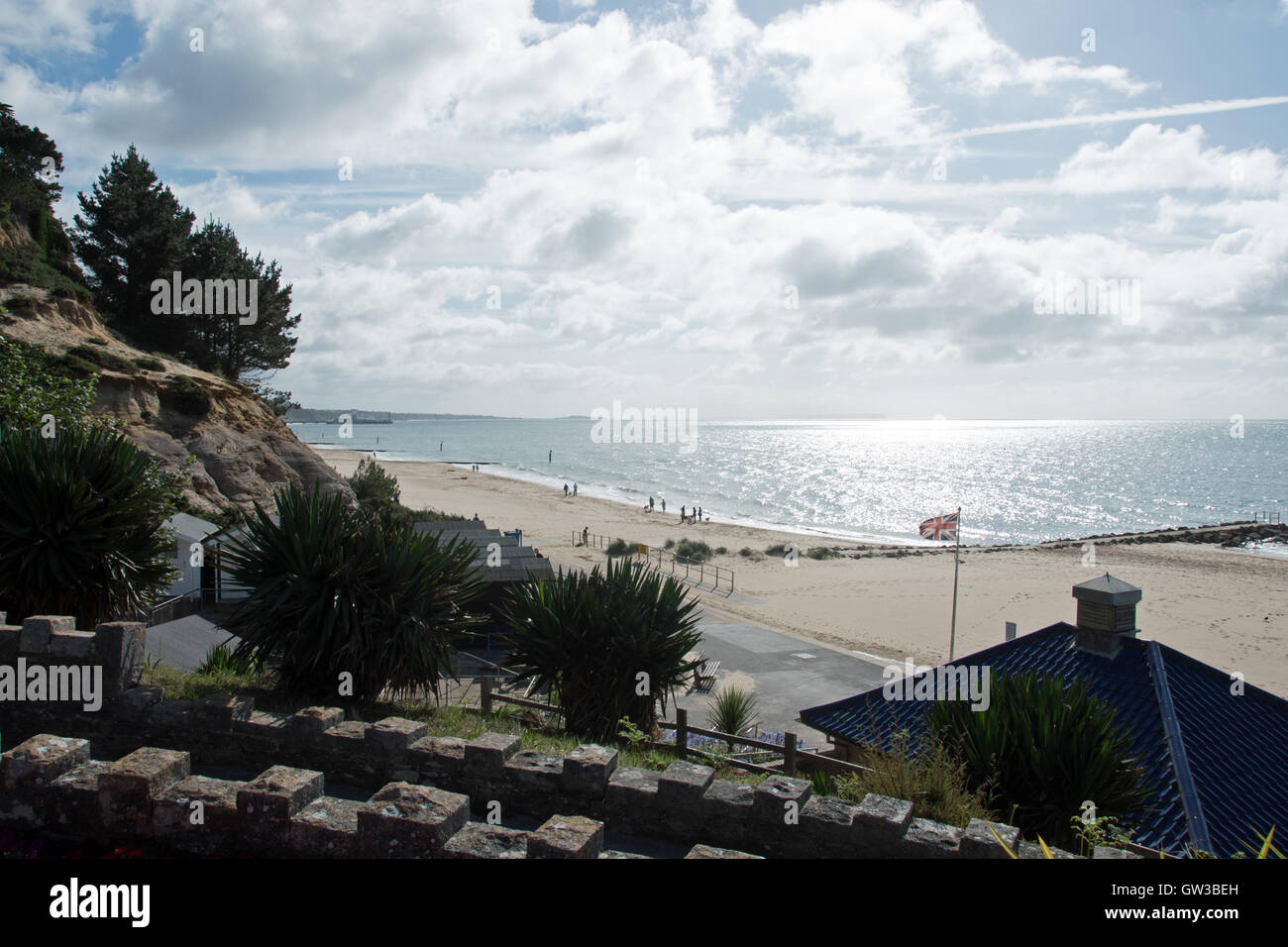 The golden sands of Branksome Chine beach, Poole, Dorset, UK Stock ...