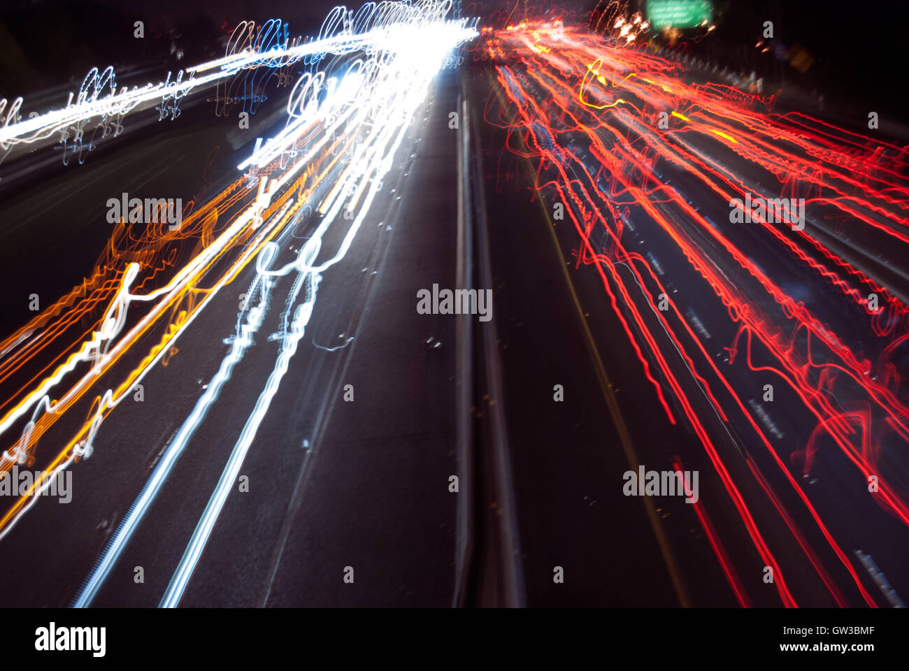 freeway night time headlights and taillights Stock Photo - Alamy