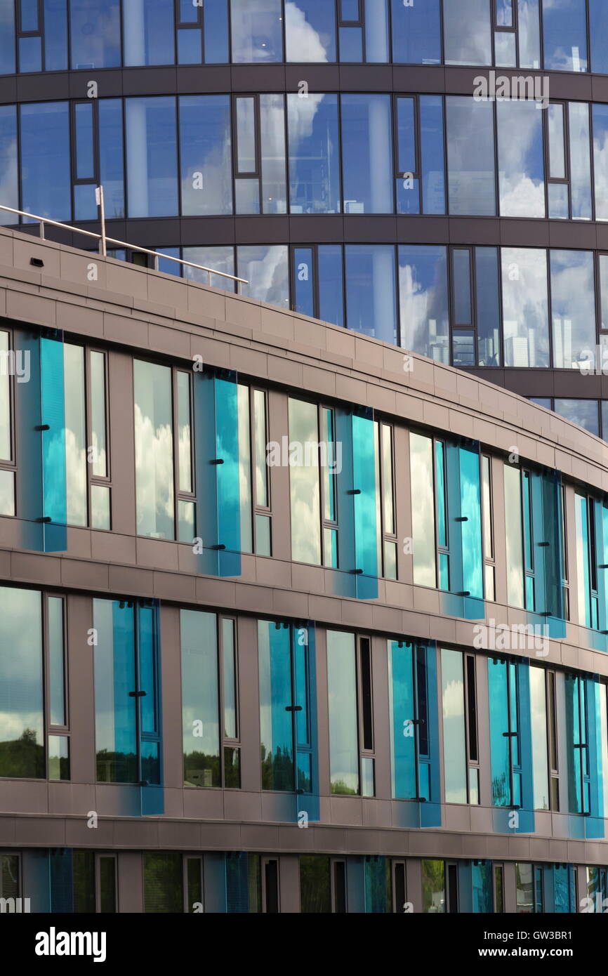 Blue brise soleil sun breakers on modern office glass building Stock ...