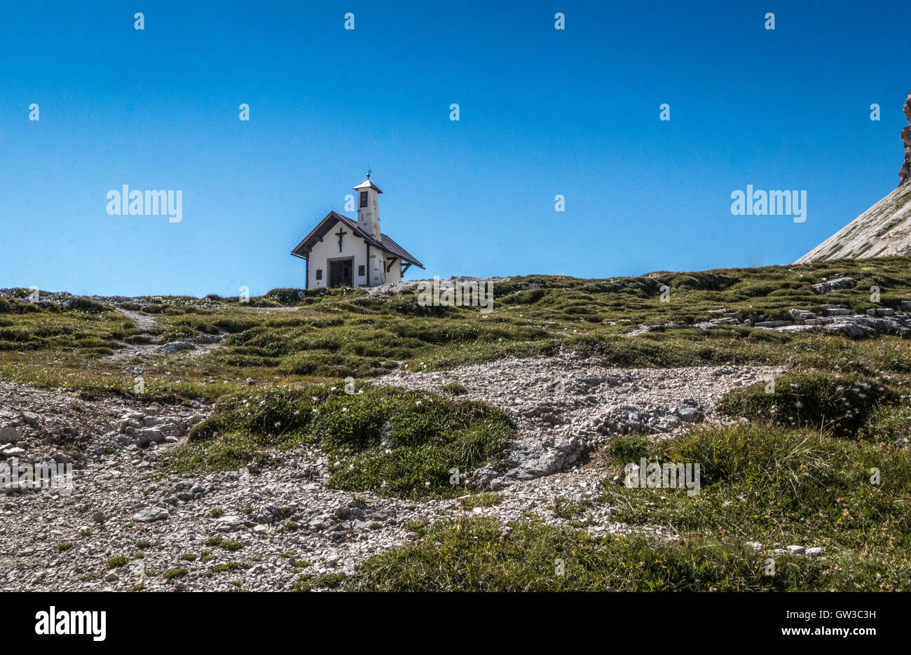 Chapel in Dolomites Italian Alps Stock Photo - Alamy