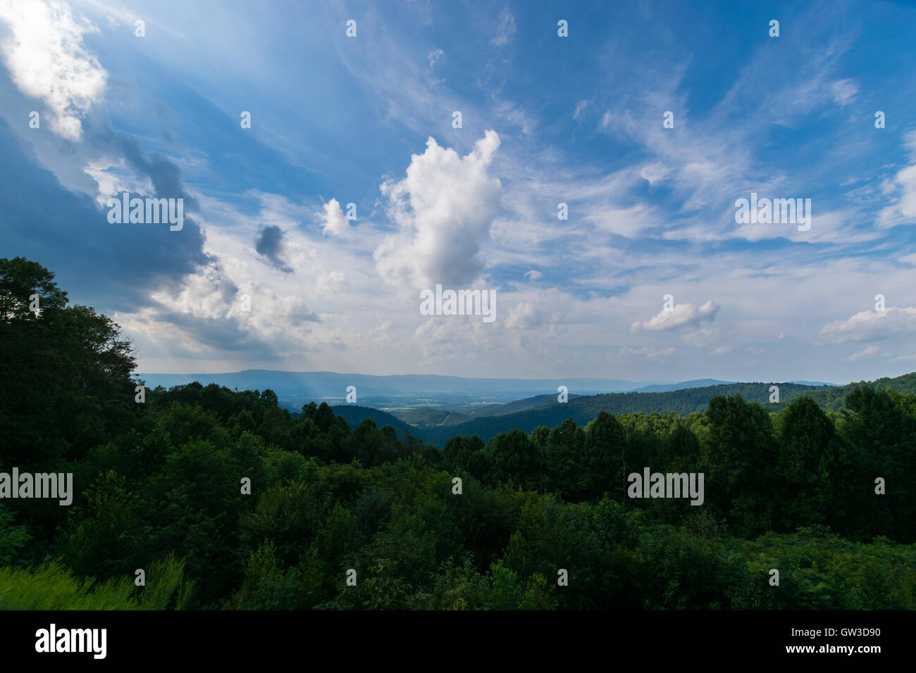 Scenic Summer Landscape on Overlook Drive Shenandoah National Park ...