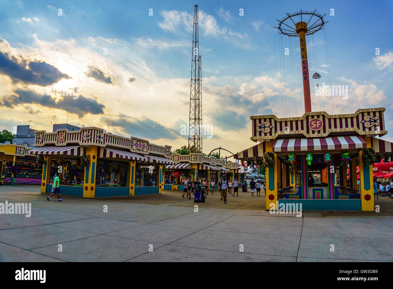 The beautiful Six Flags Great Adventure amusement park. New Jersey ...