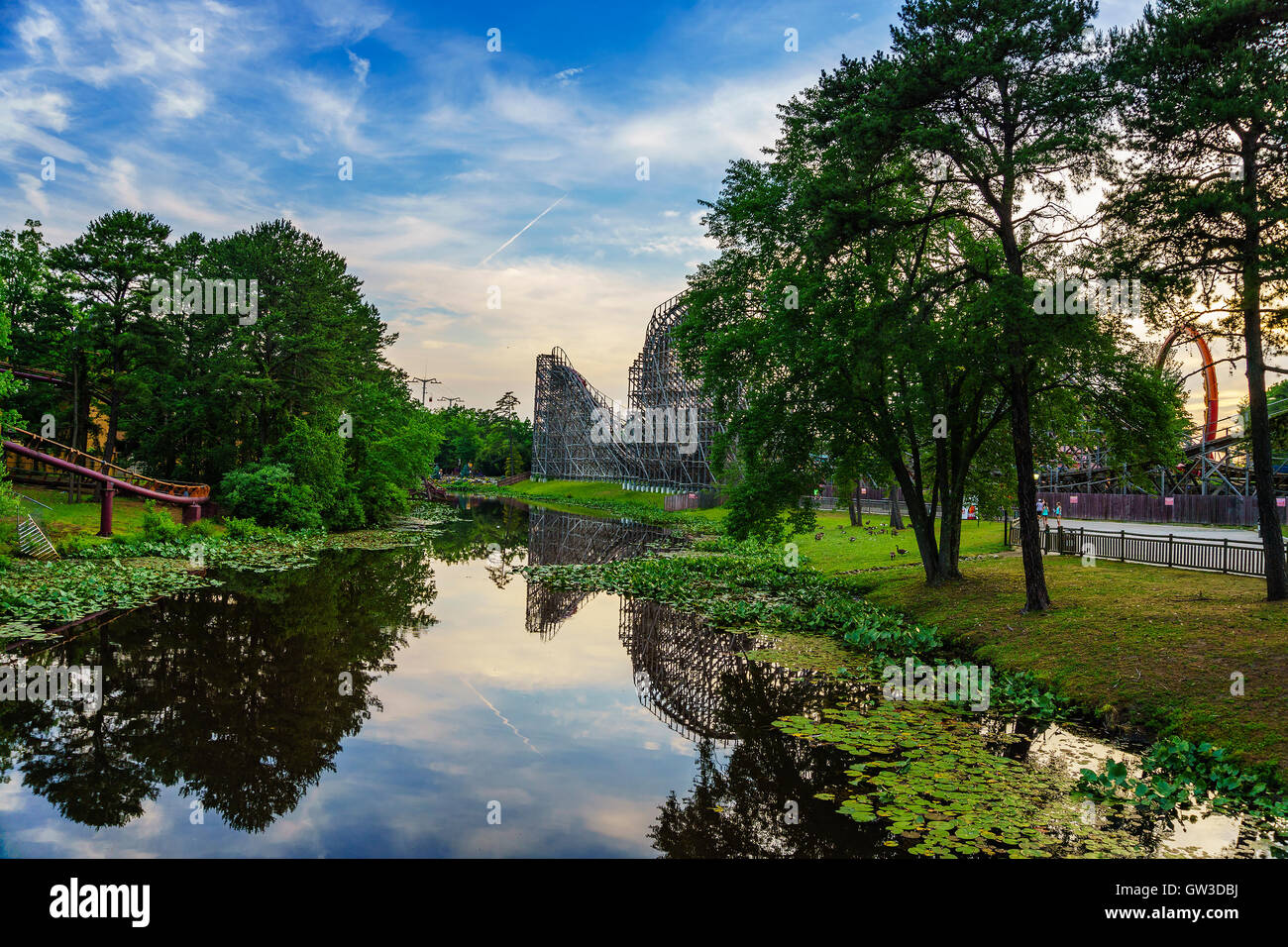 The beautiful Six Flags Great Adventure amusement park. New Jersey ...