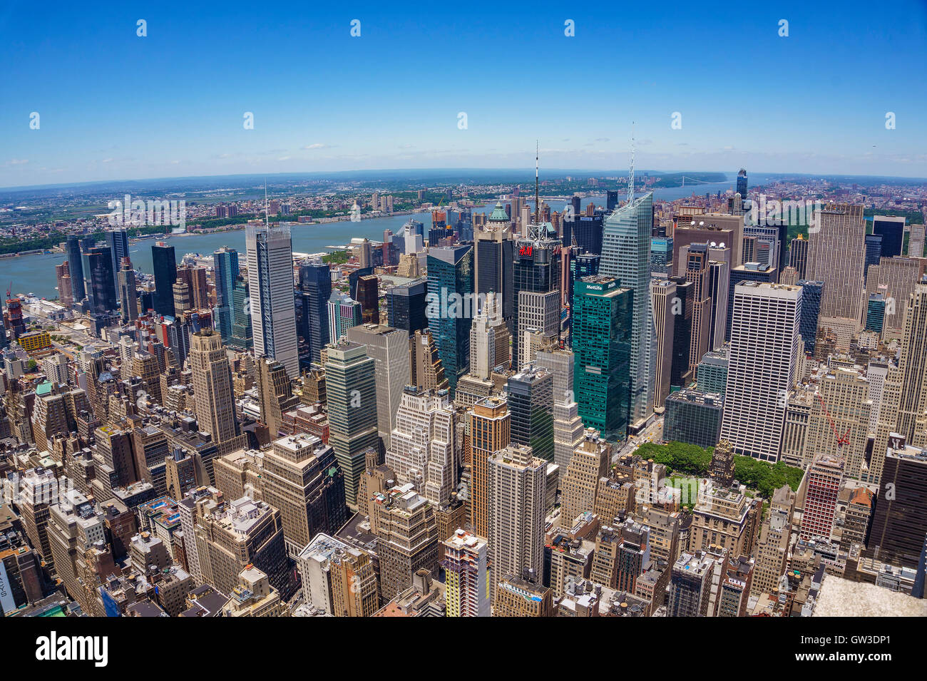 Panoramic view of New York City skyline - aerial view of Manhattan ...
