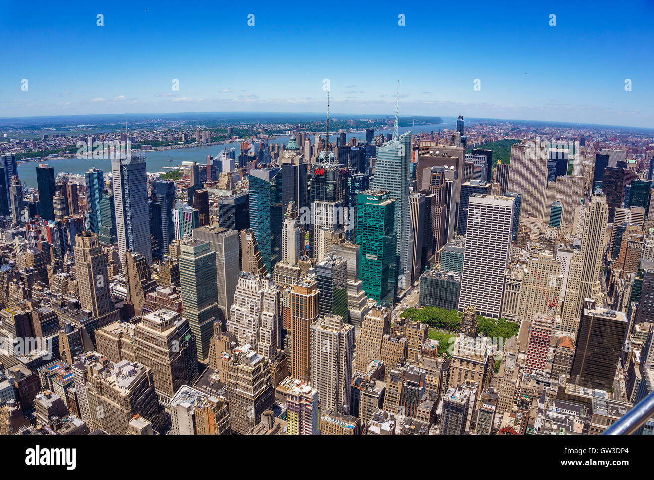 Panoramic view of New York City skyline - aerial view of Manhattan ...