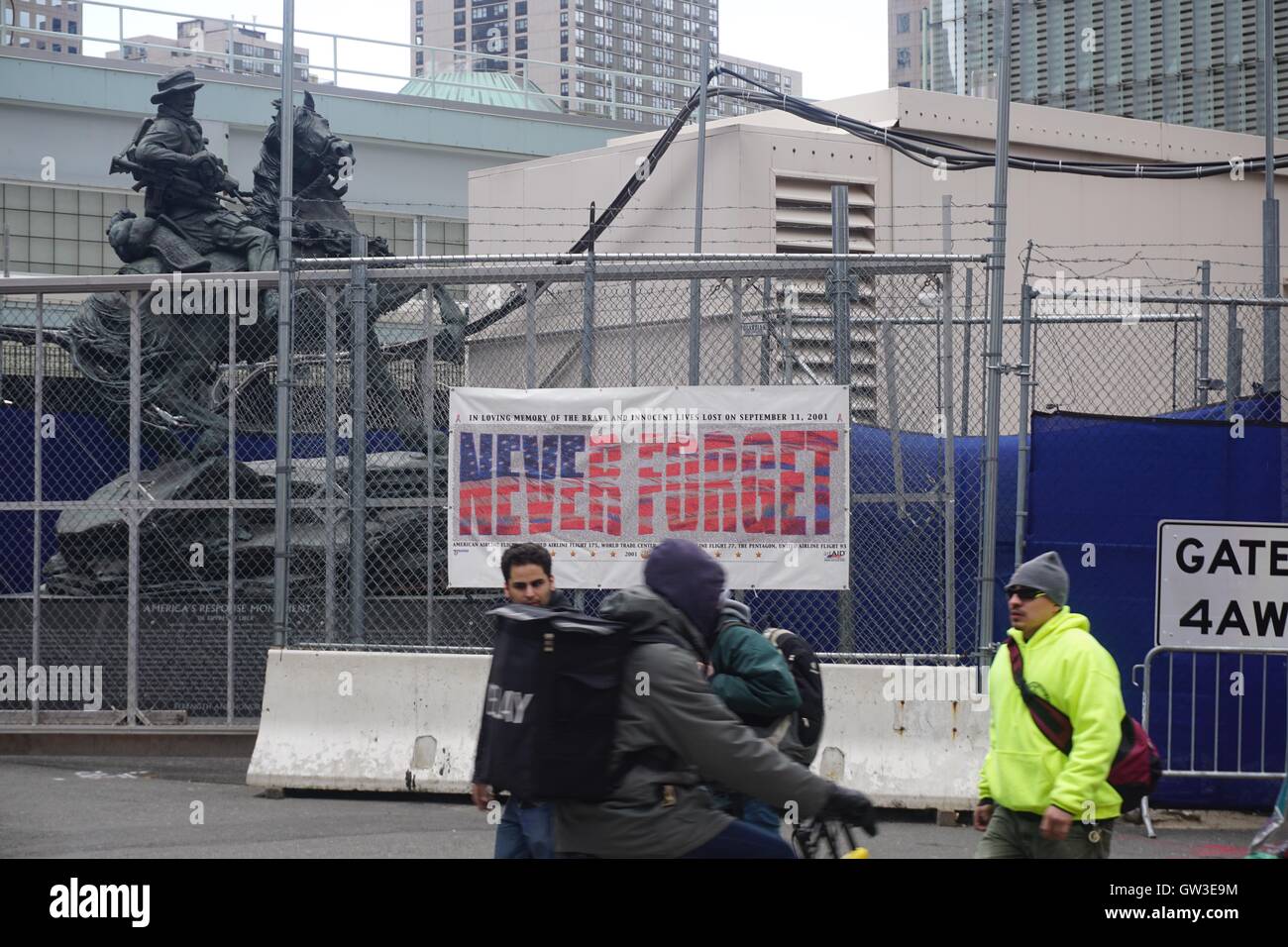 Never Forget sign at Ground Zero in NYC Stock Photo - Alamy