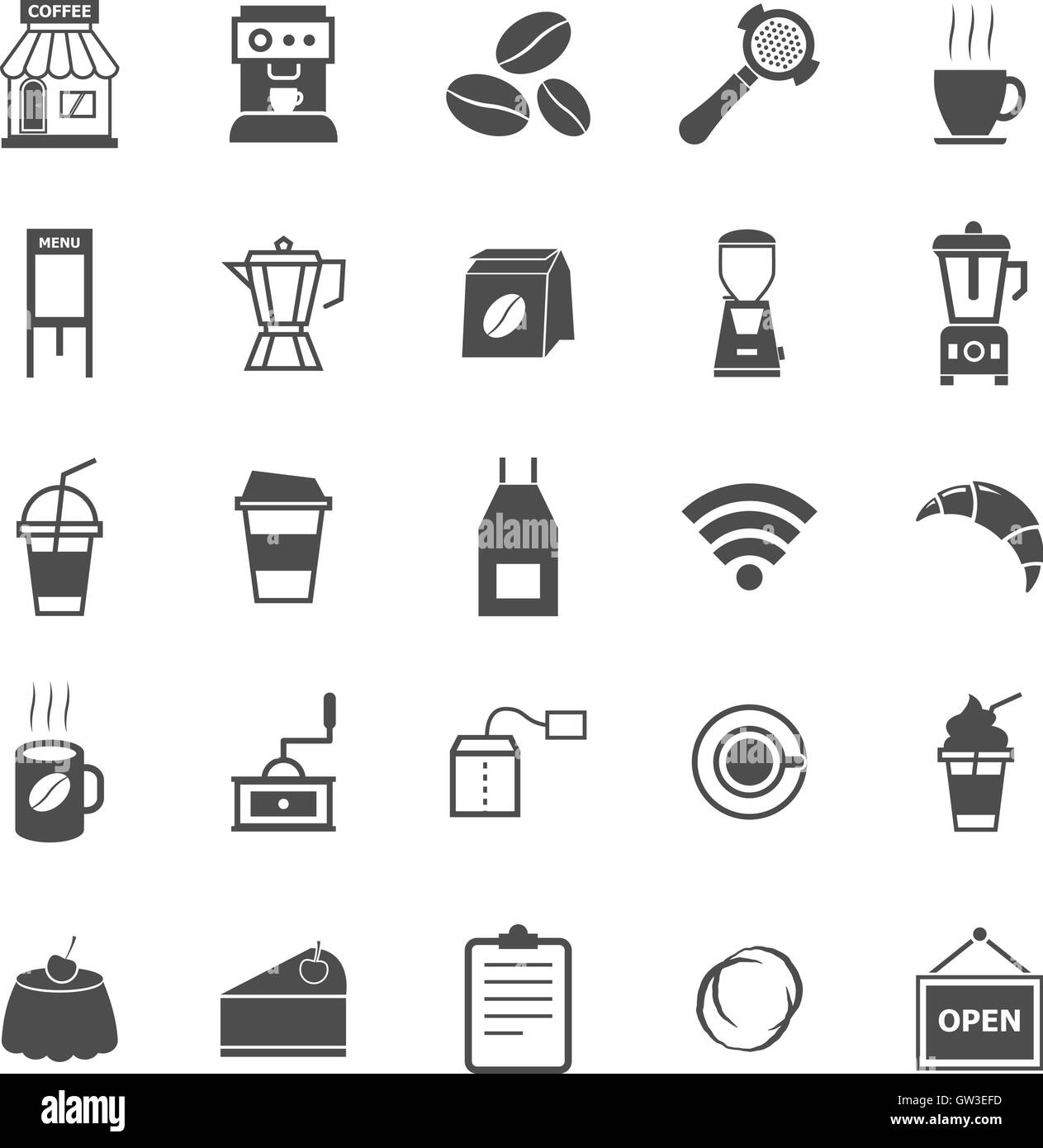 Coffee shop icons on white background, stock vector Stock Vector Image ...