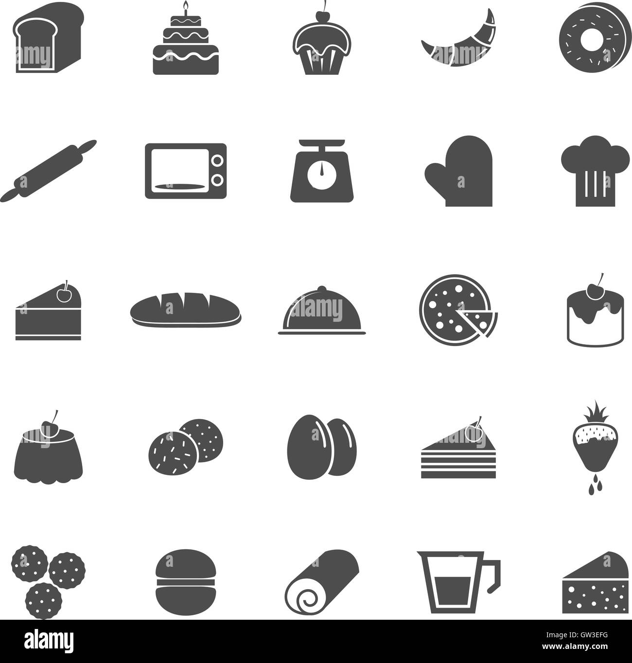 Bakery icons on white background, stock vector Stock Vector Image & Art ...