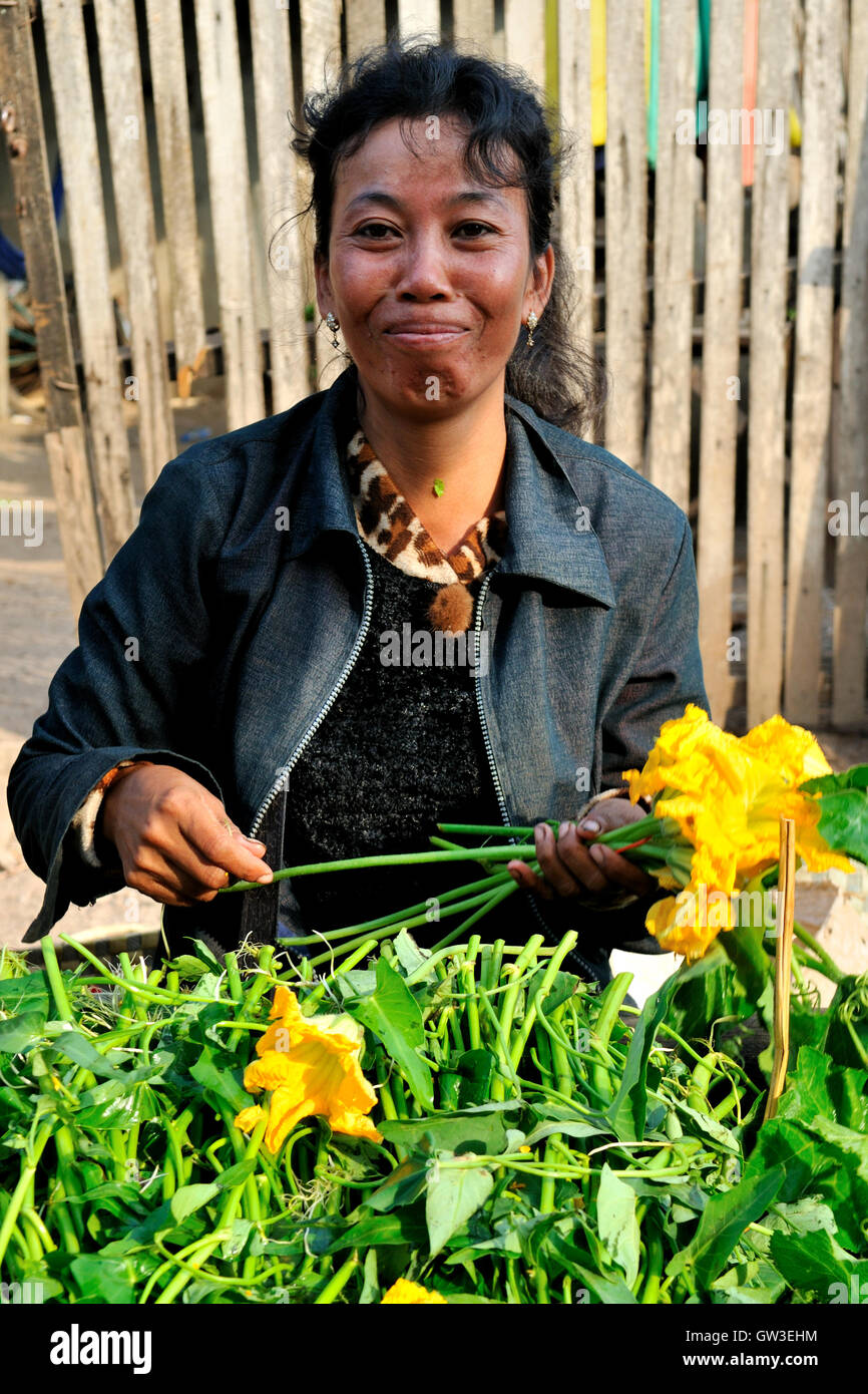 Kratié, Market - female shopkeeper Stock Photo - Alamy