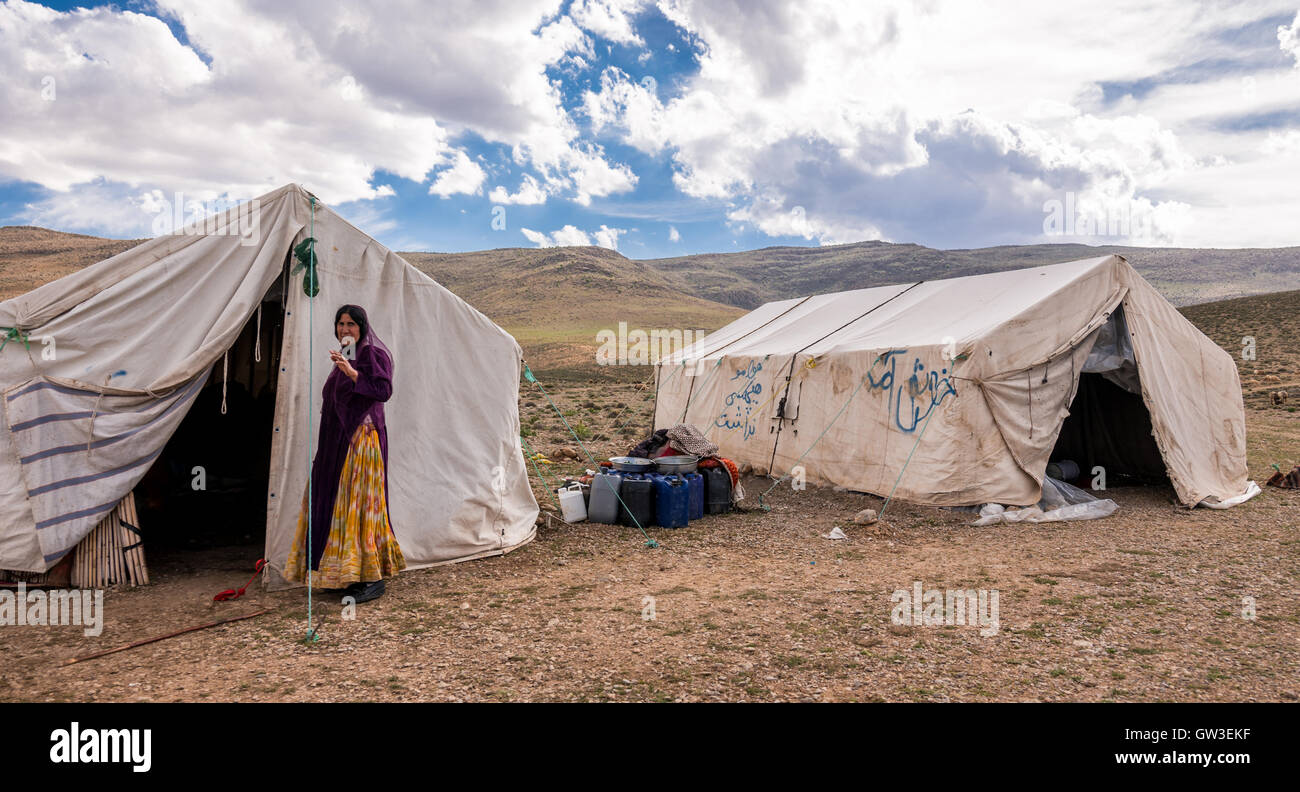 Khoram Gol outside her family's tent. The Basseri are a nomadic ...