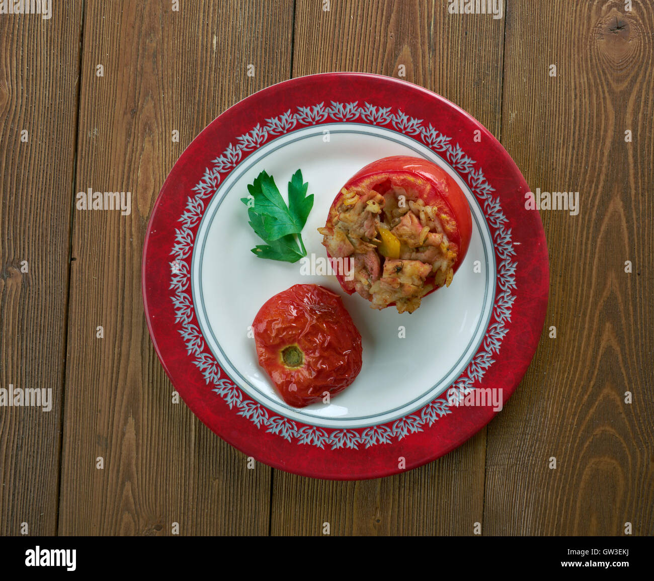 Yalanchi - tomato stuffed with meat and rice. Middle East cuisine Stock ...